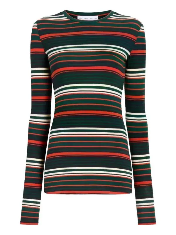 Proenza Schouler White Label Mae Striped Long Sleeve Top - Green