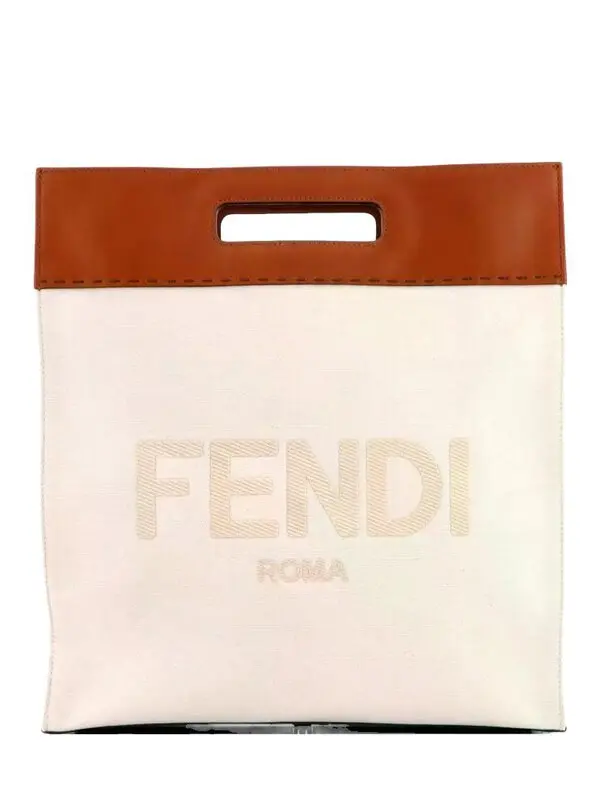 Fendi North South Logo Cutout Handle Shopper - Neutrals