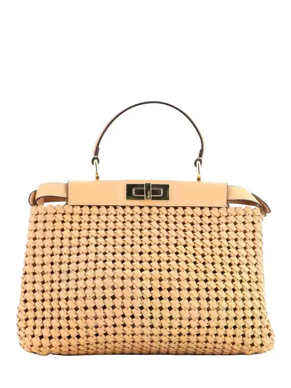 Fendi Peekaboo Regular Satchel Woven Nappa Leather - Brown
