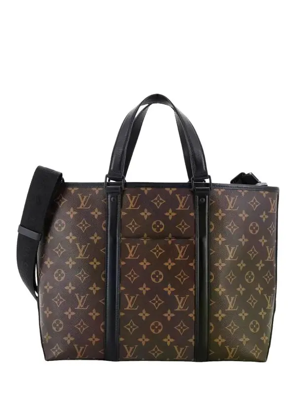 LOUIS VUITTON Weekend Macassar Monogram Canvas Pm Tote Bag - Black
