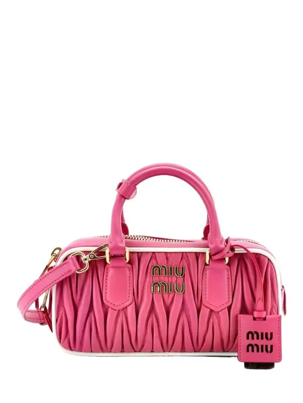 Miu Miu Arcadie Top Handle Satchel Matelasse Leather - Pink