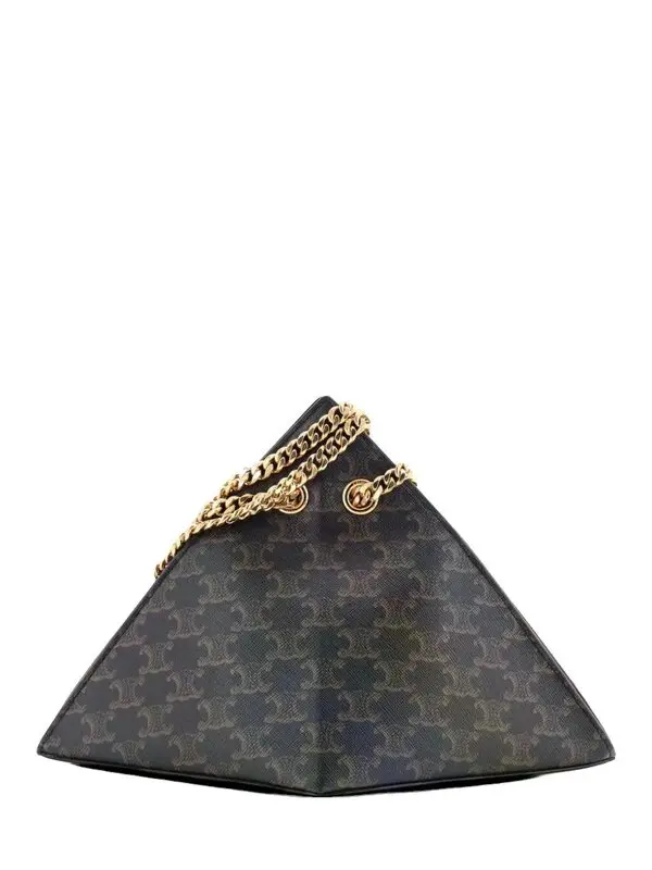 Celine Pyramid Chain Triomphe Coated Canvas Shoulder Bag - Brown