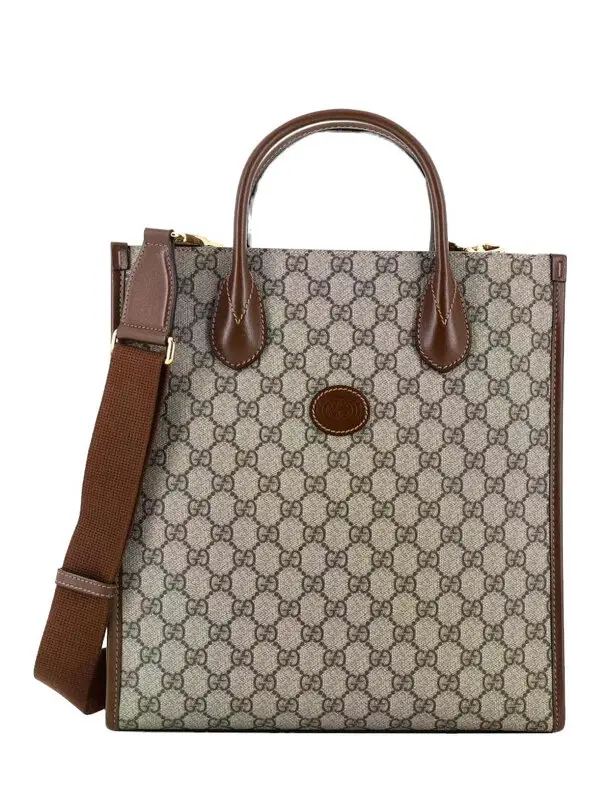 Gucci Interlocking G Gg Coated Canvas Vertical Tote Bag - Brown