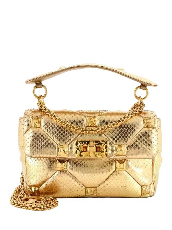 Valentino Garavani Roman Stud Flap Bag Quilted Leather Large - Gold