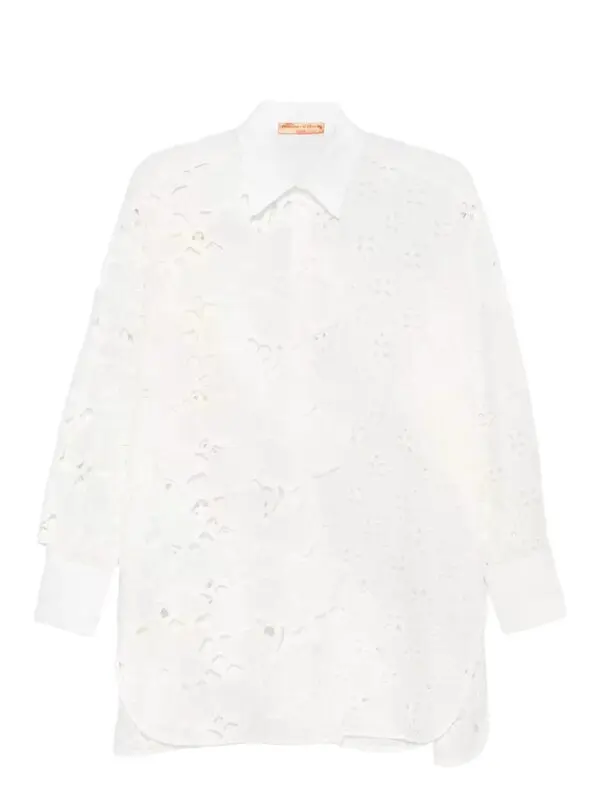 Ermanno Scervino Floral Appliqué Broderie Anglaise Shirt - White