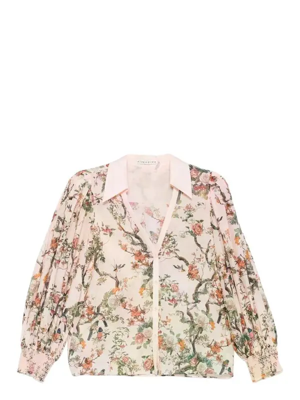 Alice + Olivia Floral Puff-sleeves Shirt - Pink