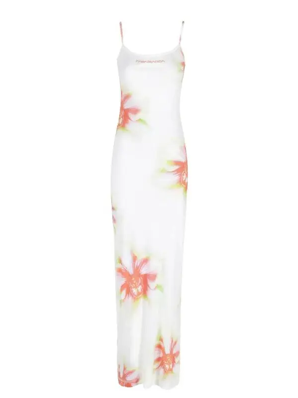 Casablanca Glitch Orchid Floral-print Maxi Dress - White