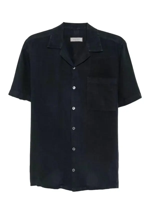 Canali Short-sleeve Linen Shirt - Black