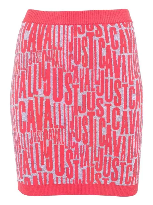 Just Cavalli Ribbed Branded Mini Skirt - Pink