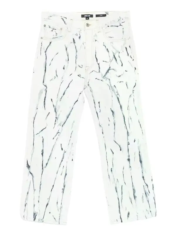 Just Cavalli Printed Straight Leg Jeans - White