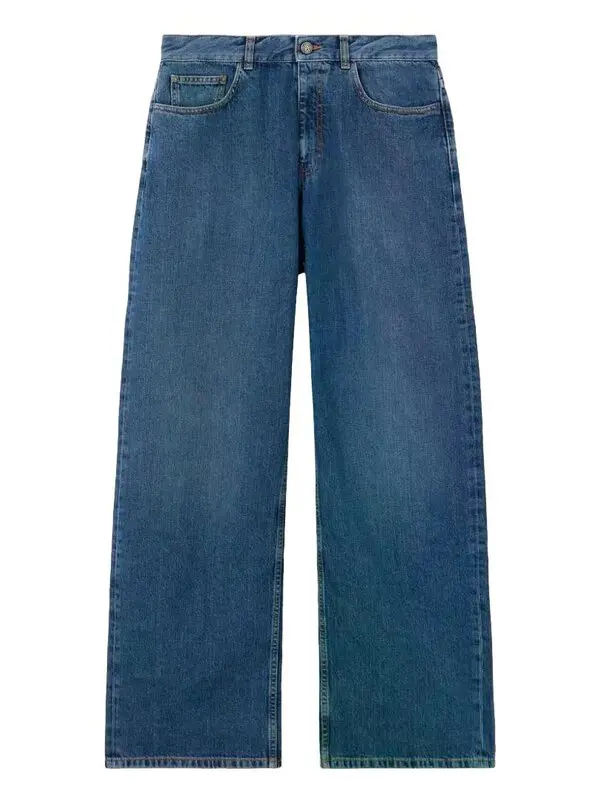 Palm Angels Curved Logo Denim Jeans - Blue