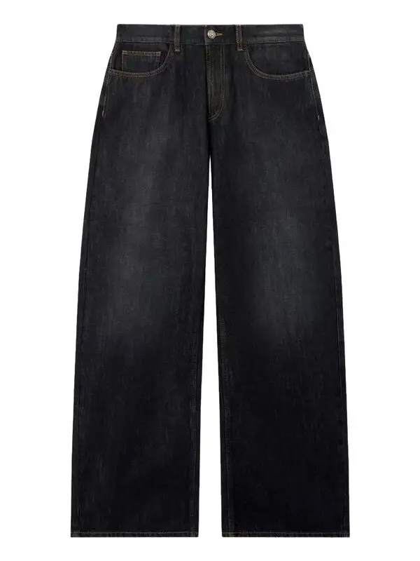 Palm Angels Curved Logo Denim Jeans - Grey
