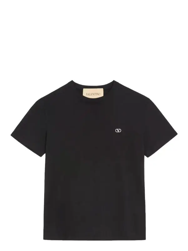 Valentino Garavani Cotton T-shirt With Vlogo Embroidery - Black