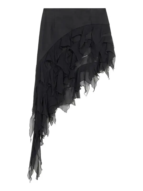 Blumarine Ruffled Asymmetrical Skirt - Black