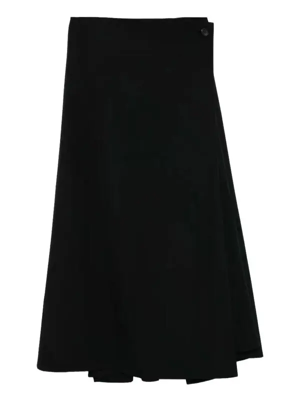 Yohji Yamamoto Gabardine Midi Skirt - Black