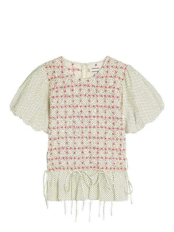 DAMSON MADDER Audrey Polka Dot Cotton-poplin Blouse - Multicoloured