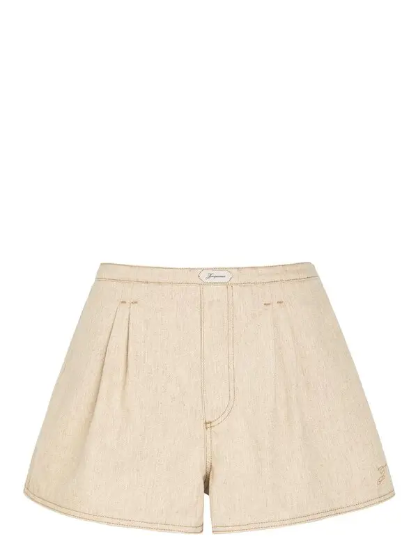 Jacquemus Cotton-blend Denim Shorts - Beige