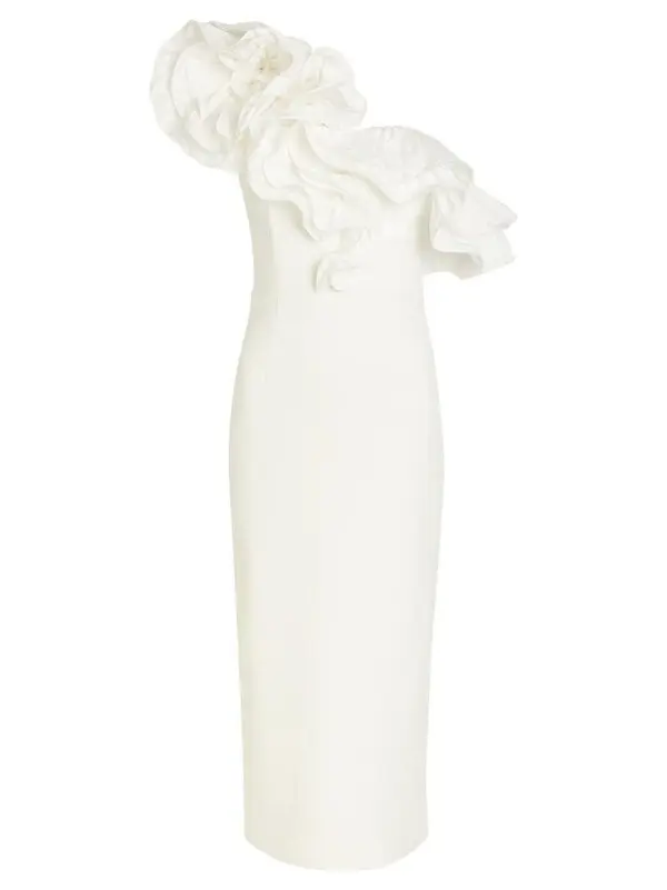 Rebecca Vallance Ozias Ruffled Crepe Midi Dress - Ivory