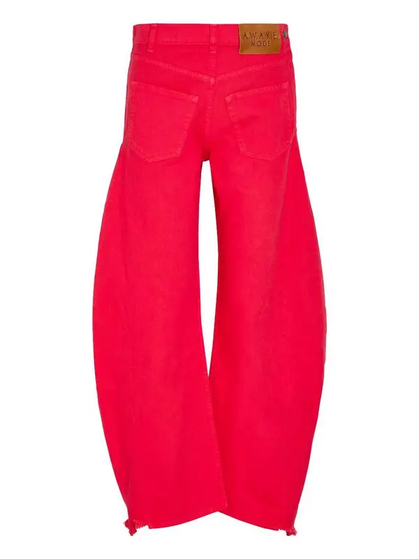 A.W.A.K.E. Mode Mirrored Barrel-leg Denim Jeans - Red