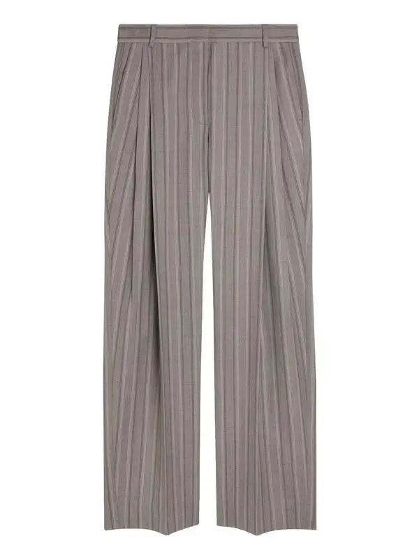 Stella McCartney Striped Straight-leg Wool Trousers - Grey