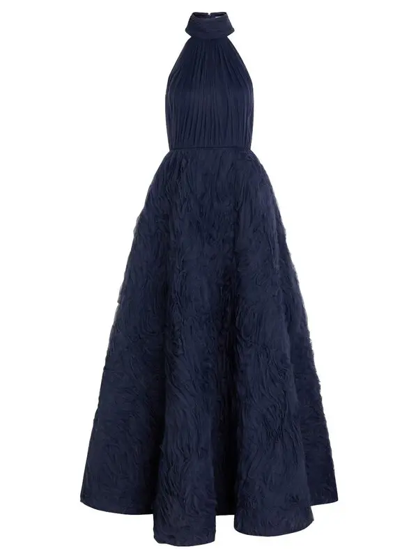 Rebecca Vallance Jasmine Ruffled Tulle Gown - Navy