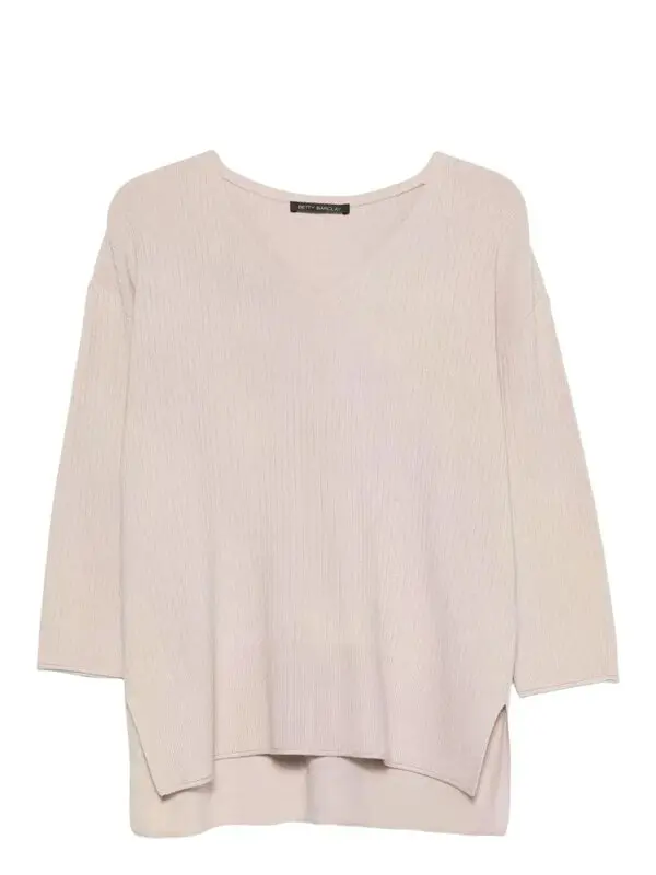 BETTY BARCLAY V-neck 3/4 Sleeve Sweater - Neutrals