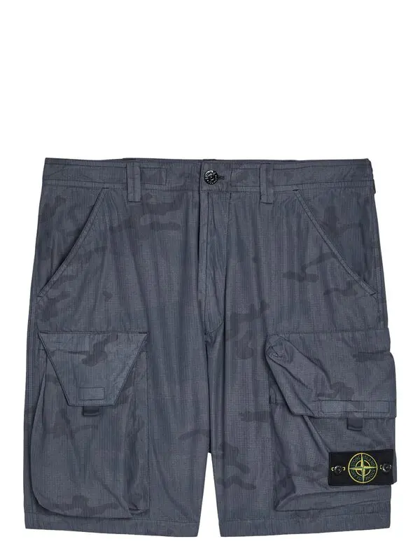 Stone Island Camo-print Cotton-blend Cargo Shorts - Grey