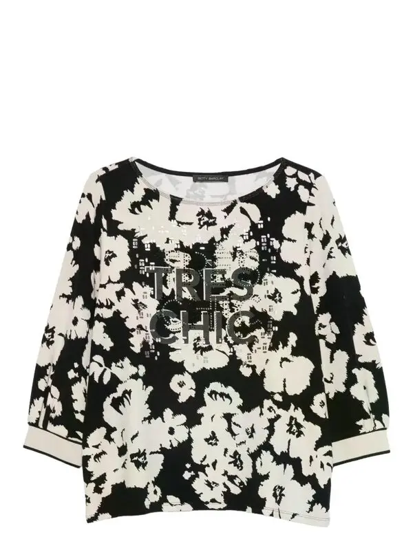 BETTY BARCLAY Abstract-pattern T-shirt - Black