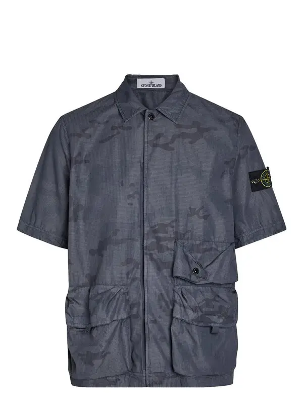 Stone Island Camo-print Cotton-blend Shirt - Grey