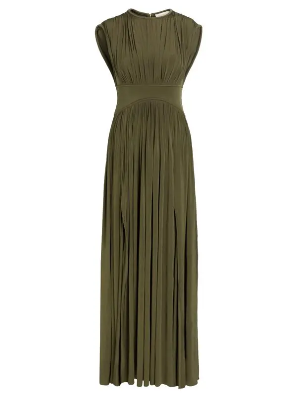 Zimmermann Luna Gathered Stretch-jersey Maxi Dress - Olive