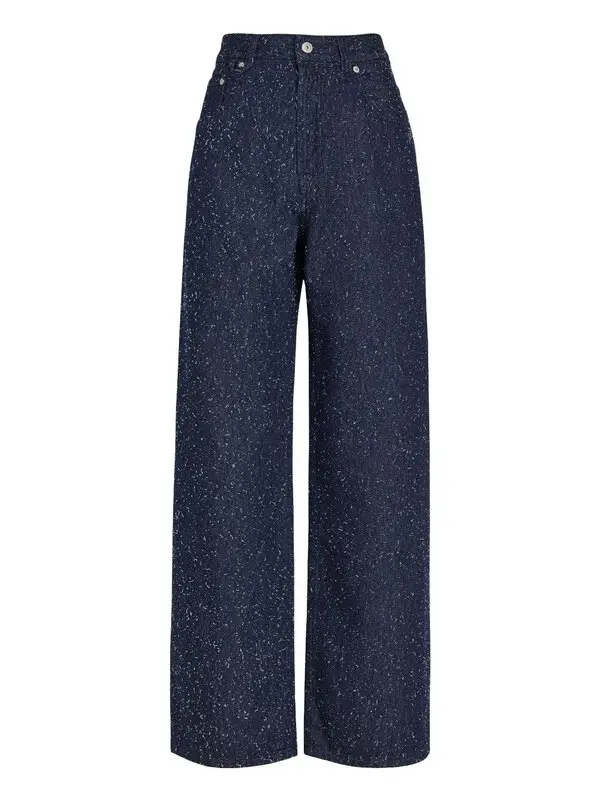 Jacquemus Le De-nimes Large Frayed Wide-leg Jeans - Navy