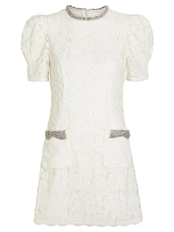 Rebecca Vallance Dillon Crystal And Sequin-embellished Lace Mini Dress - Ivory