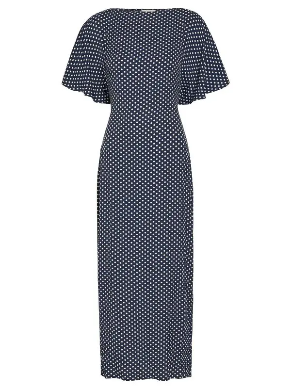 REFORMATION Maeva Polka-dot Woven Midi Dress - Black And White