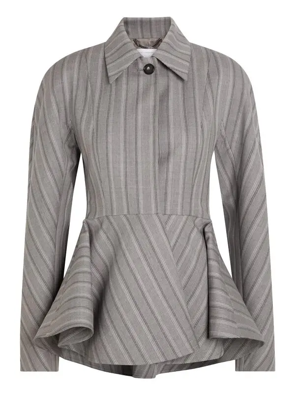 Stella McCartney Striped Peplum-hem Wool Jacket - Grey