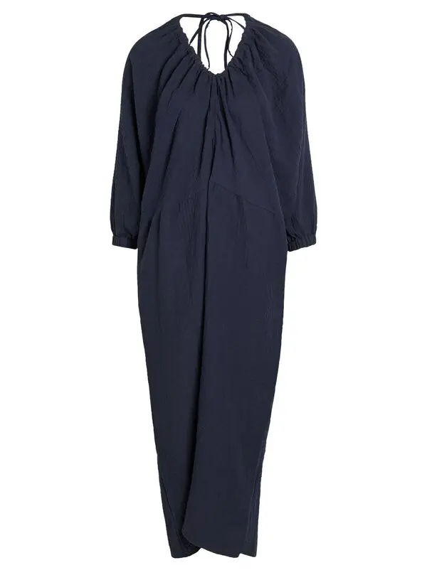 AKYN Stretch-cotton Gauze Midi Dress - Navy