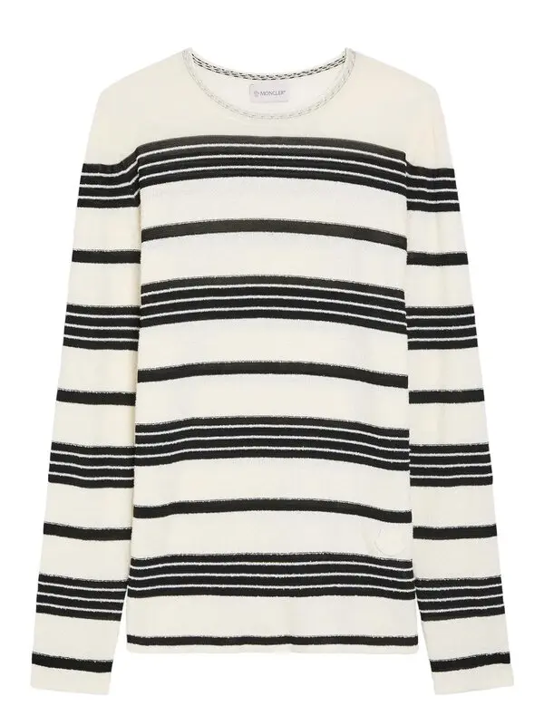 Moncler Fine-knit Cotton-blend T-shirt - Stripe