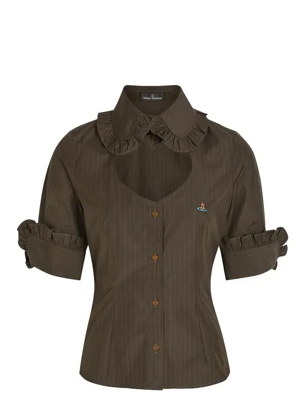 VIVIENNE WESTWOOD Toulouse Cut-out Frill Cotton Shirt - Khaki