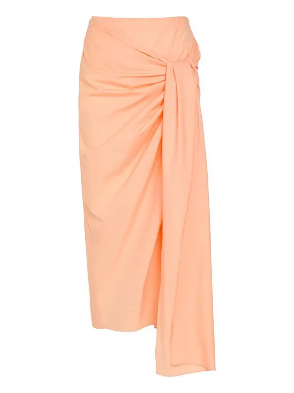 Khaite Asymmetric Cotton-poplin Wrap Skirt - Peach