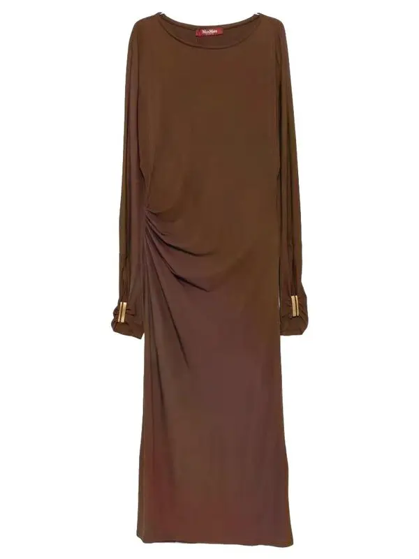 Max Mara Ruched Long-sleeve Dress - Brown
