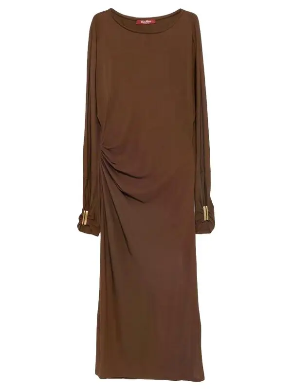Max Mara Ruched Long-sleeve Dress - Brown