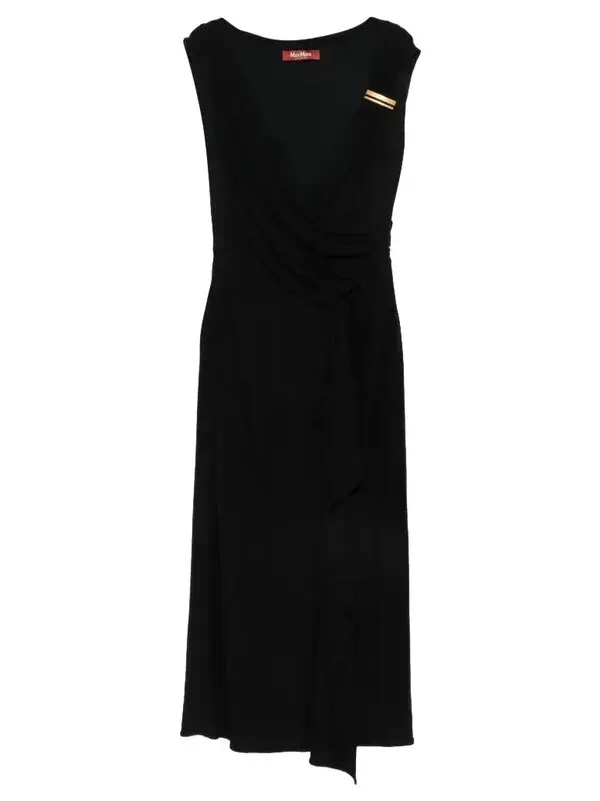 Max Mara Ruched-detail Draped Dress - Black