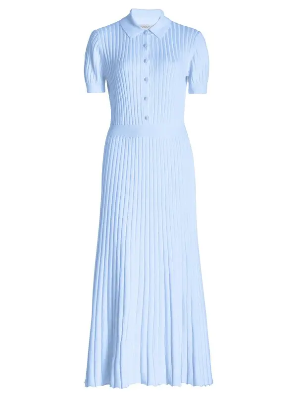 Gabriela Hearst Amor Pleated Maxi Dress - Light Blue