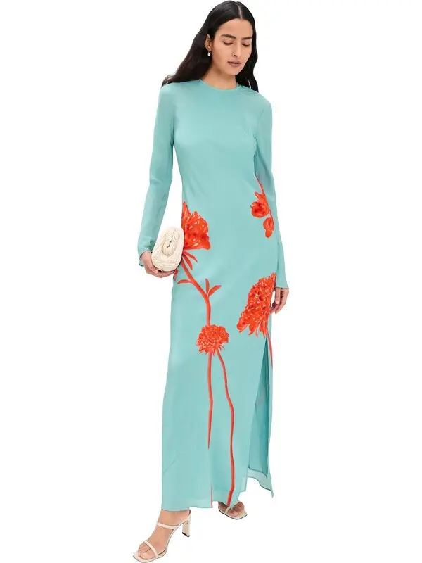 SIR. Amelie Long Sleeve Silk Maxi Dress - Flore