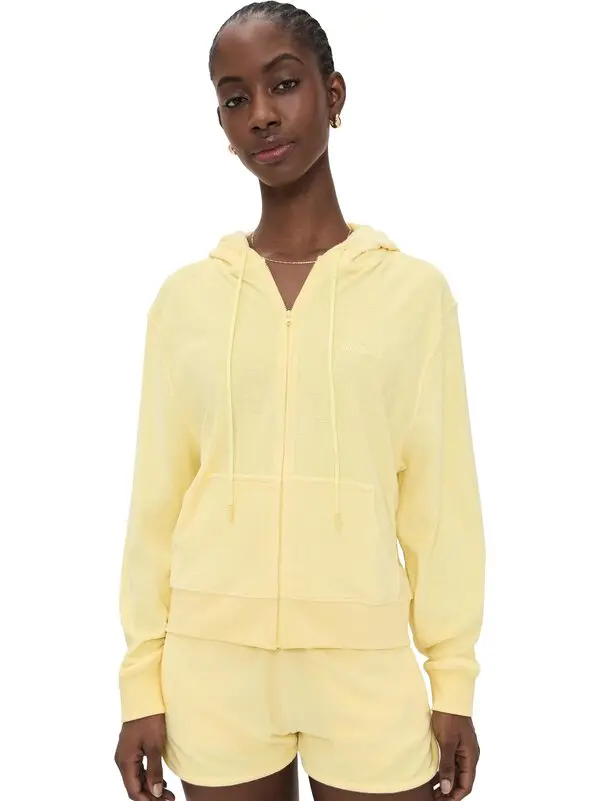 Hunza G Terry Zip Up Hoodie - Butter