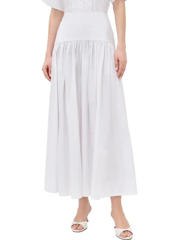 Staud Stretch Poplin Procida Skirt - White