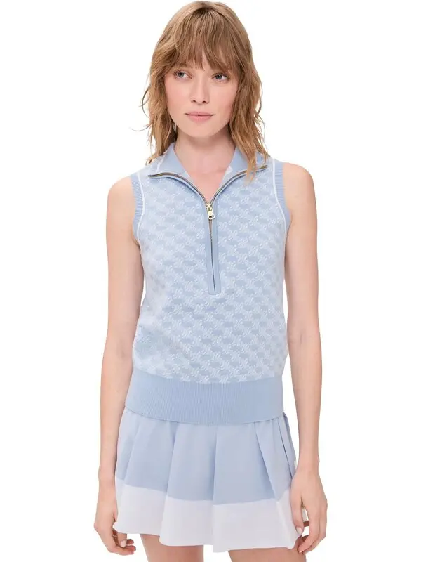 Varley Vincent Half-zip Sweater Vest - Xenon Blue/white