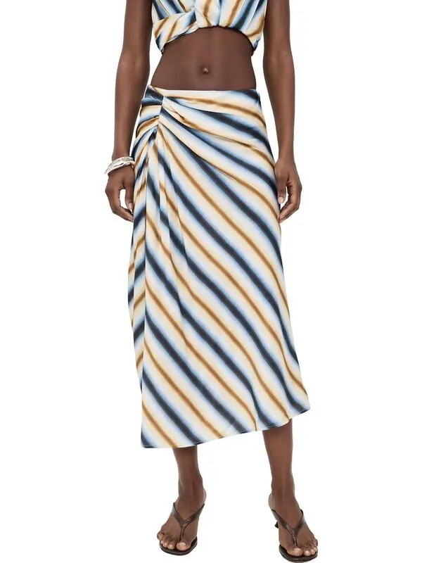 A.L.C. Striped Jean Skirt - Tahoe Blue/milk Chocolate