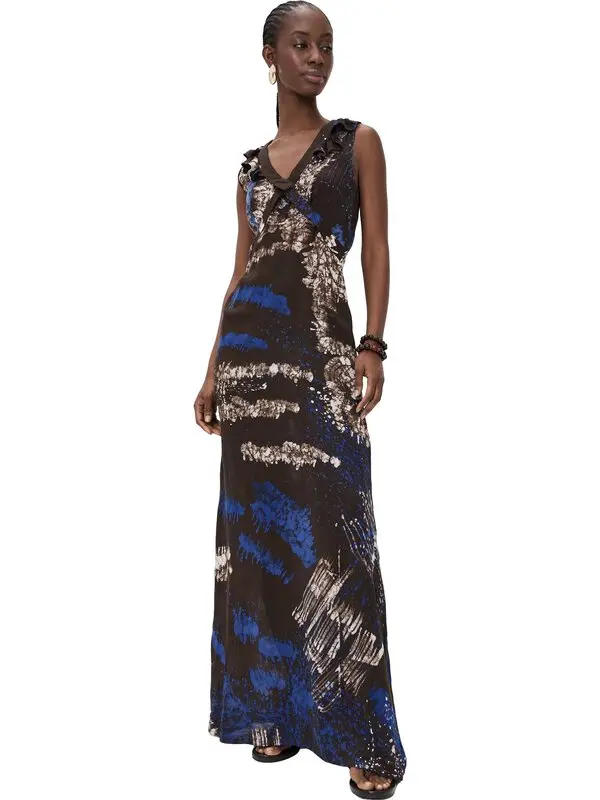 BUSAYO Kemi Tie-dye Maxi Dress - Blue/brown/peach