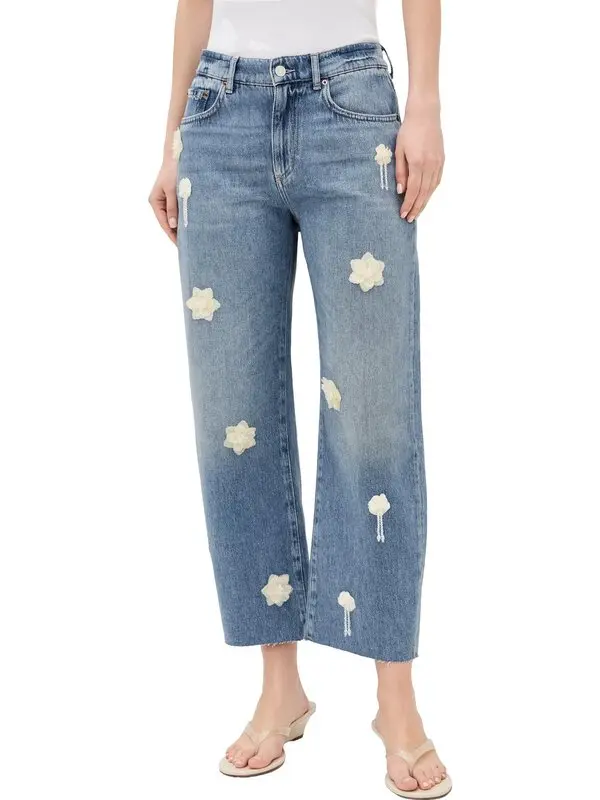 LE JEAN Flower Nomad Ankle Jeans - Moon Flower