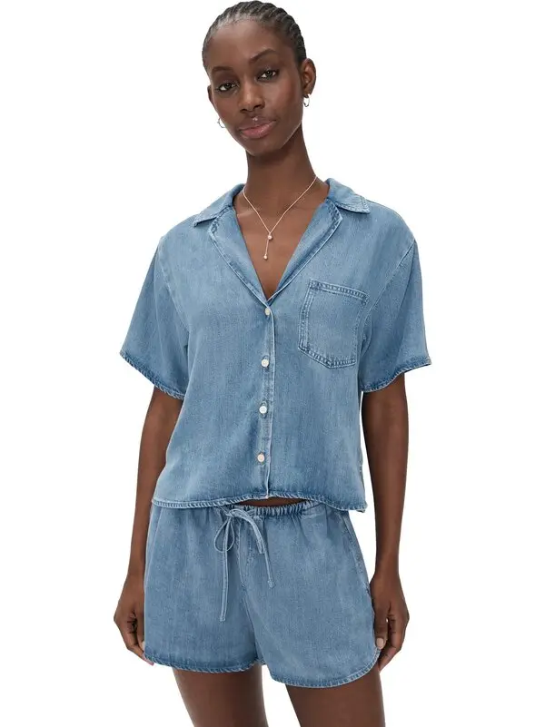 Good American The Denim Camp Shirt - Indigo1273
